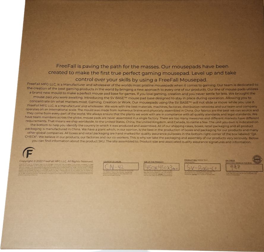 FreeFall SV BASE Control+ v2 Gaming Mouse Pad