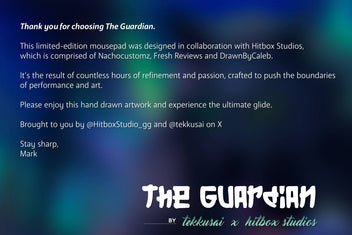 Tekkusai x Hitbox Studios 'The Guardian' Glass Mouse Pad - Ausmodshop