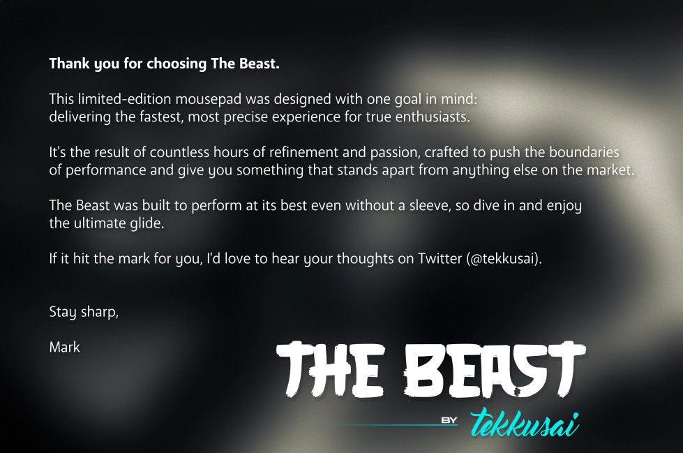 Tekkusai 'The Beast' Glass Mouse Pad - Ausmodshop