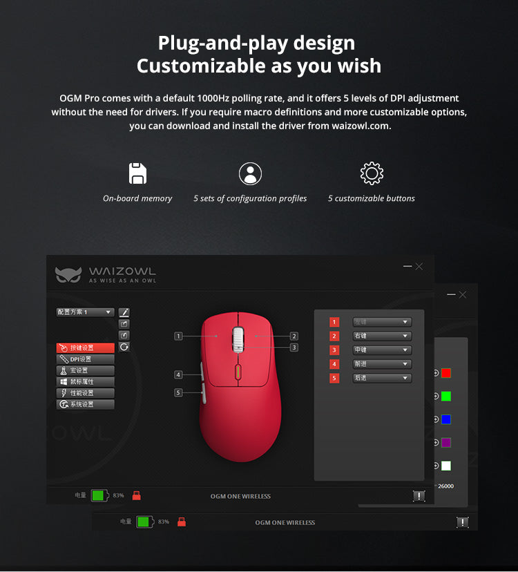 Waizowl OGM PRO Wireless Gaming Mouse - Ausmodshop