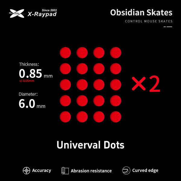 X-Raypad Obsidian Mouse Skates – Universal DIY D6.0mm PTFE Dots ...
