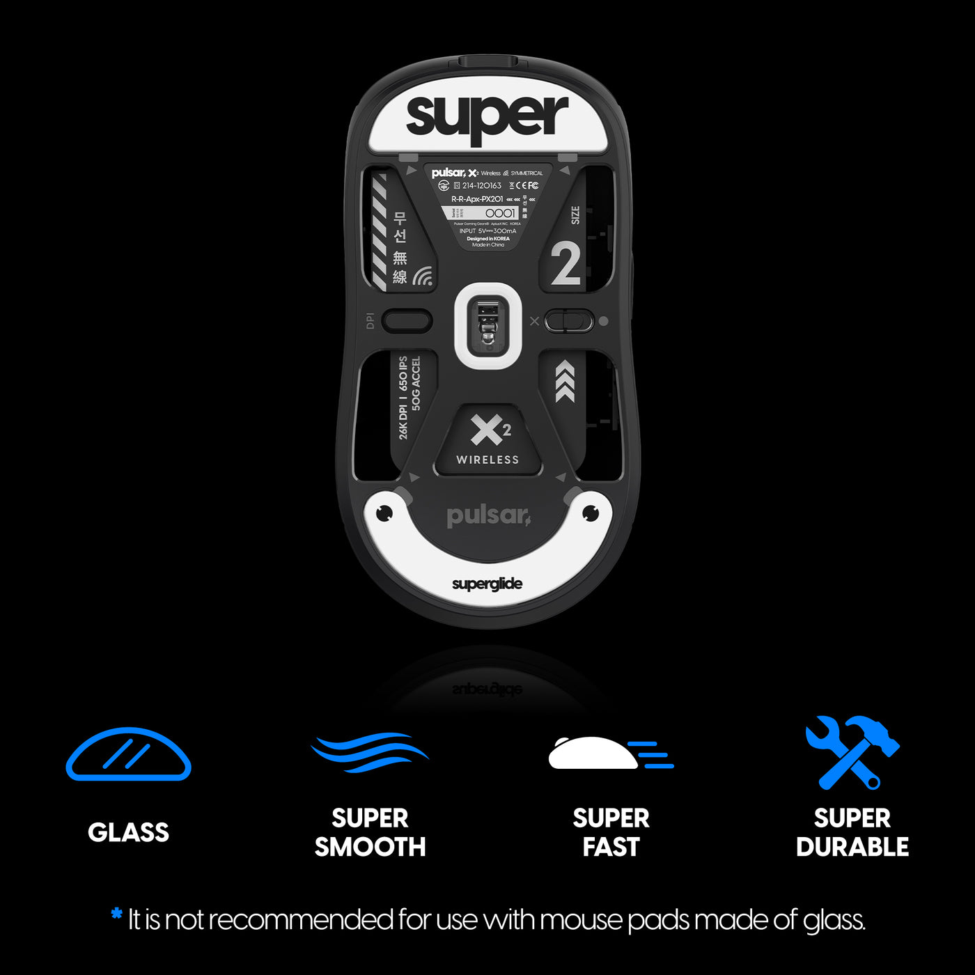 Pulsar Superglide 2 Glass Mouse Skates for Pulsar X2 / X2 Mini / X2V2 ...