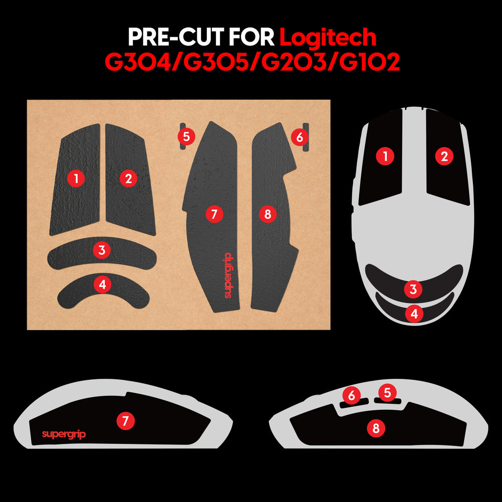 Pulsar Supergrip Grip Tape for Logitech G Pro / G102 / G203 / G304 / G ...