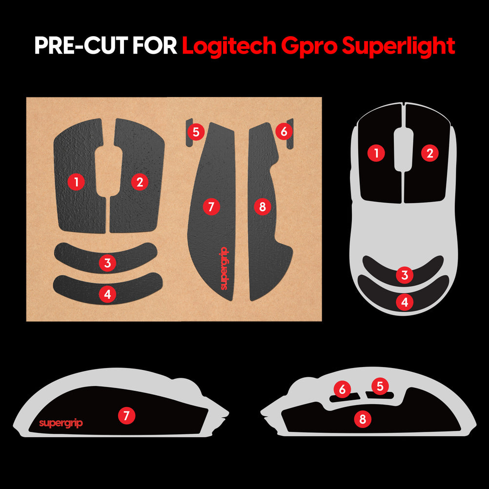 Pulsar Supergrip Grip Tape for Logitech G Pro X Superlight / Superligh ...